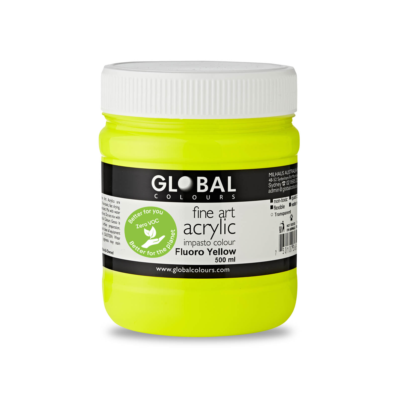 Global Colours Fluoro Yellow - Eco-Friendly Fine Art Acrylic Artist ...